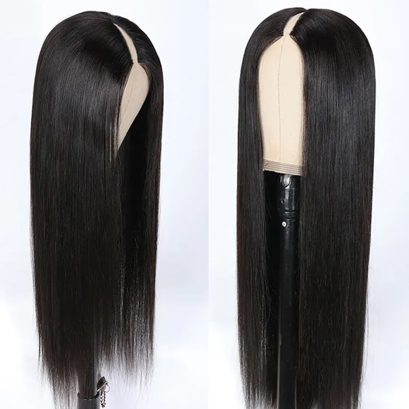 Straight V Part Wig Human Hair Wigs No Lace No Gel Glueless | FAVHAIR